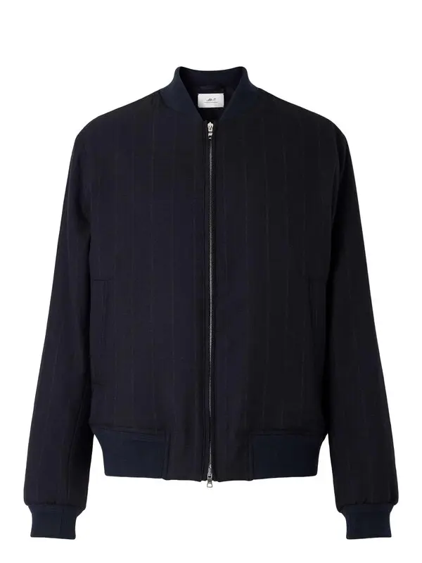 Mr P. Striped Wool-twill Bomber Jacket - Navy
