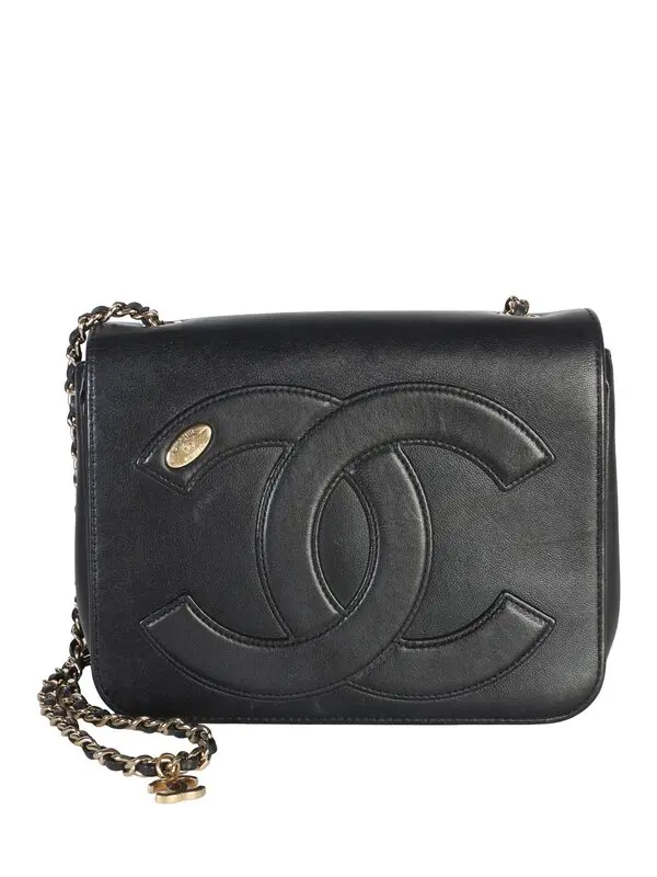 Chanel Lambskin Cc Mania Flap Bag - Black