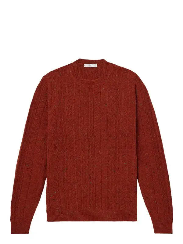 Inis Meáin Herringbone Merino Wool And Cashmere-blend Sweater - Red