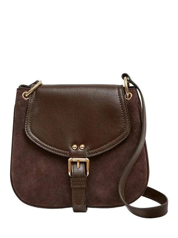 AIMEE Dash Mini Crossbody In Genuine Leather - Fudge Suede