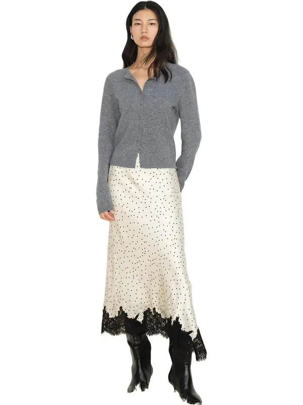 Fabrique Calliope Crystal Embellished Wool Cardigan - Grey