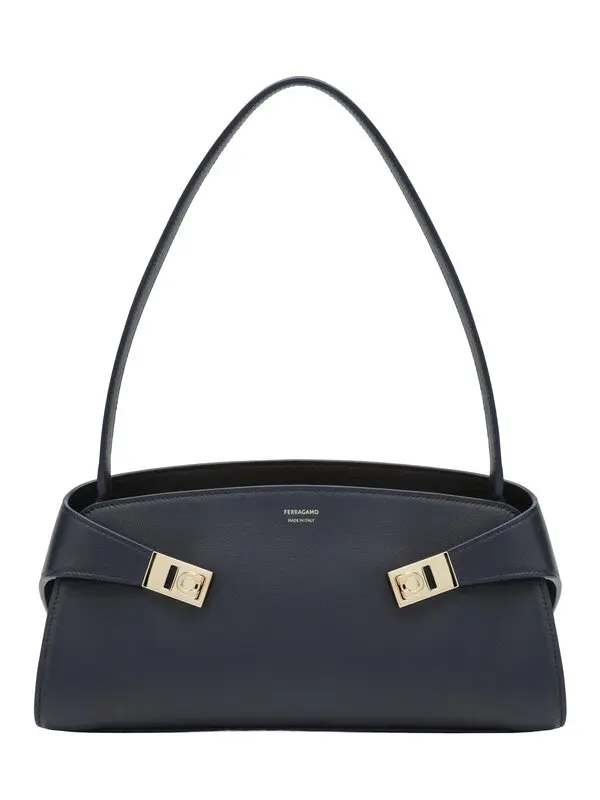 FERRAGAMO Hug East-west Shoulder Bag In Calfskin - Blue