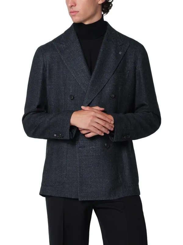 Tagliatore Double-breasted Wool And Silk Jacket - Blue