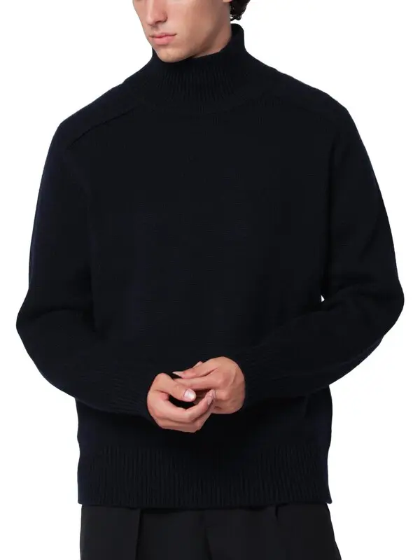 Soft Goat Navy Cashmere Turtleneck Sweater - Blue