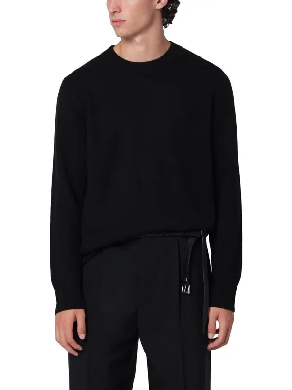 Soft Goat Cashmere Crew-neck Sweater - Black