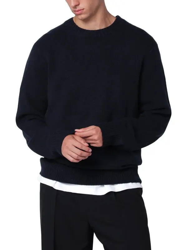 Soft Goat Cashmere Crewneck Sweater - Blue