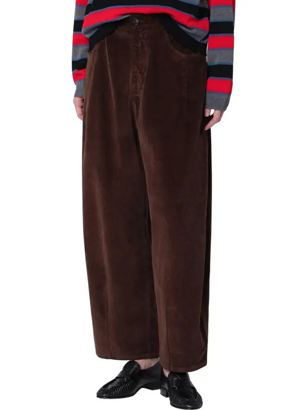 CORDERA Cotton Corduroy Wide-leg Trousers - Brown