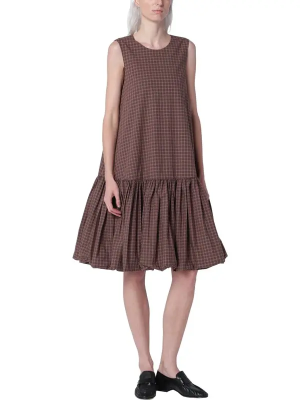 CORDERA Checked Balloon Hem Dress - Multicolor