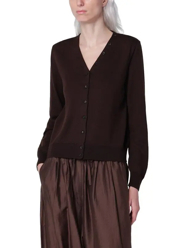 CORDERA Merino Wool And Silk-blend V-neck Cardigan - Brown