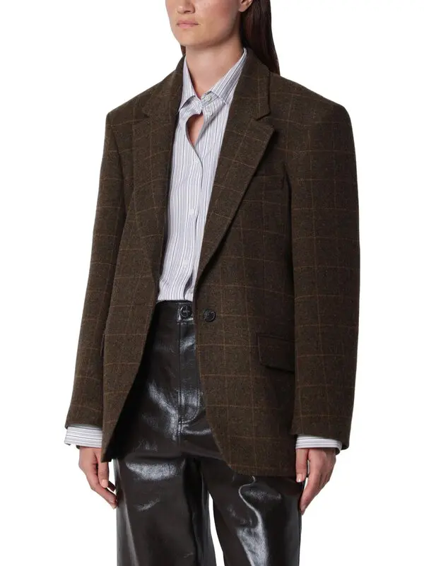 RÓHE Checked Wool Oversized Blazer - Brown
