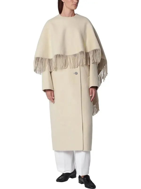 RÓHE Alpaca And Wool Cape Coat With Fringes - Beige