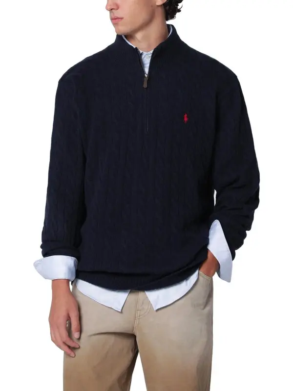 Polo Ralph Lauren Hunter Navy Wool And Cashmere Sweater - Blue