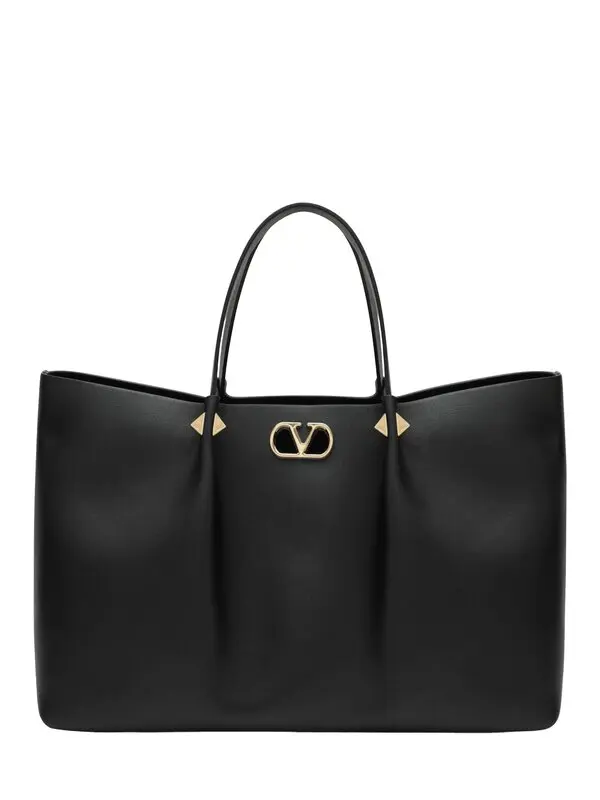 Valentino Garavani Large Rockstud Leather Shopping Bag - Black