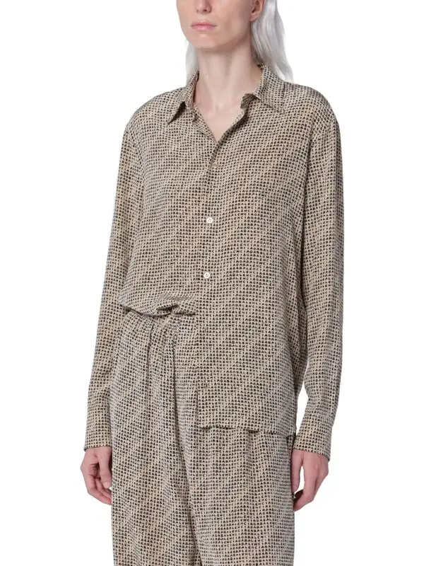 Balenciaga Monogram Print Silk Shirt - Beige