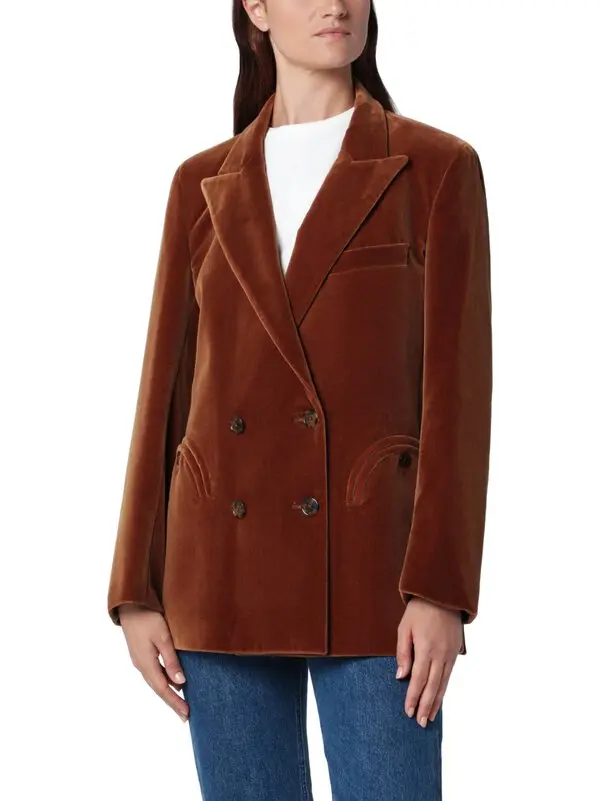 BLAZÉ MILANO Velvet Double-breasted Blazer - Brown