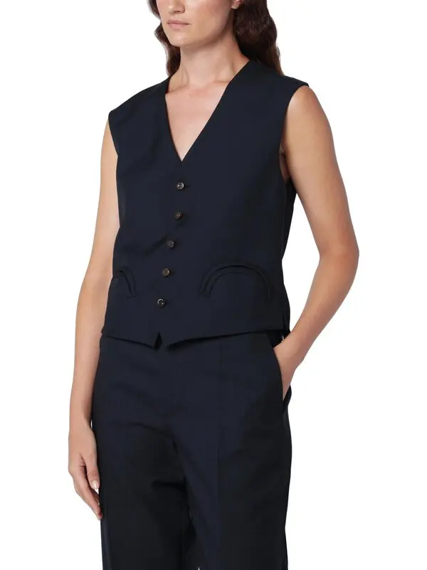 BLAZÉ MILANO Feral Vest In Navy Wool And Mohair - Blue
