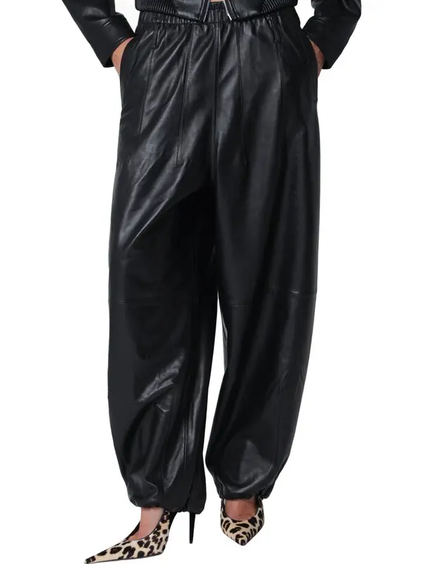 THE FRANKIE SHOP Oakdale Lambskin Trousers - Black