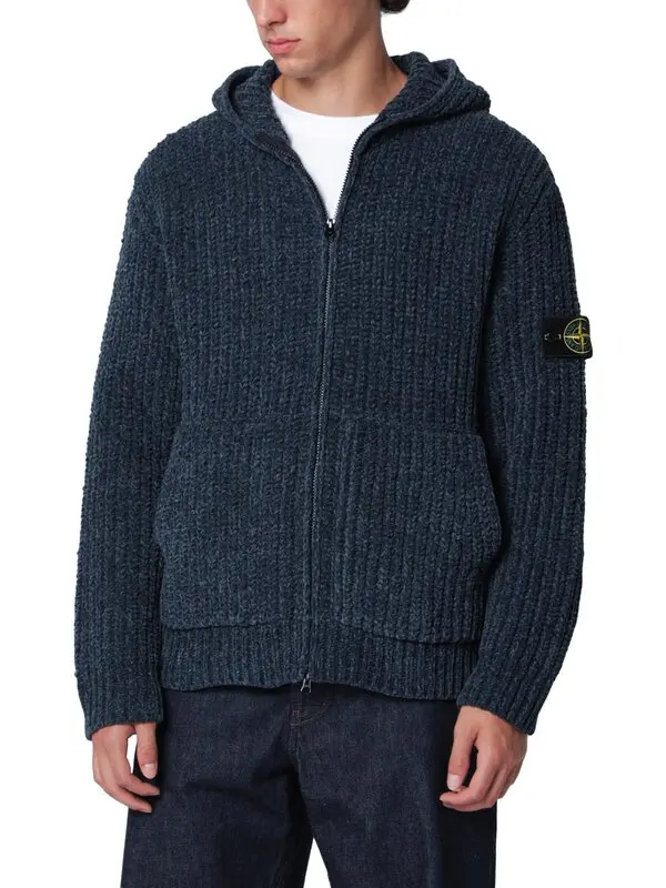 Stone Island Steel Chenille Zip-up Hoodie - Blue