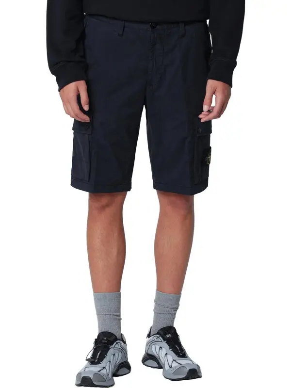 Stone Island Stretch Cotton Cargo Bermuda Shorts - Blue