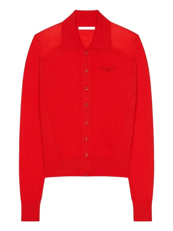 Givenchy Long-sleeved Second Skin Effect Knit Polo Cardigan - Red
