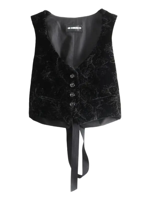 ANN DEMEULEMEESTER V-neck Vest With Button-front Closure And Tie Detail - Black