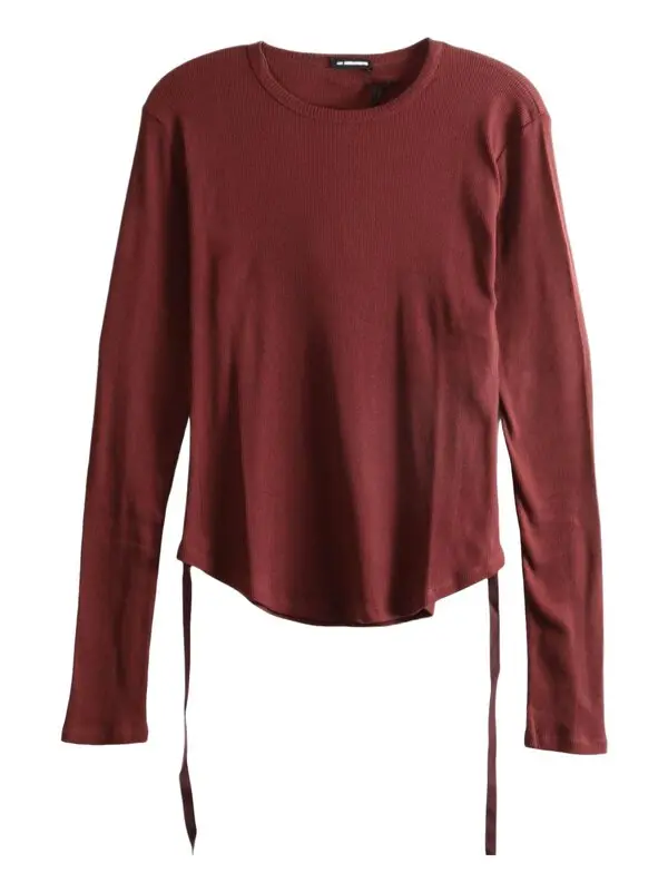 ANN DEMEULEMEESTER Ruched Cropped Long-sleeve Top - Red