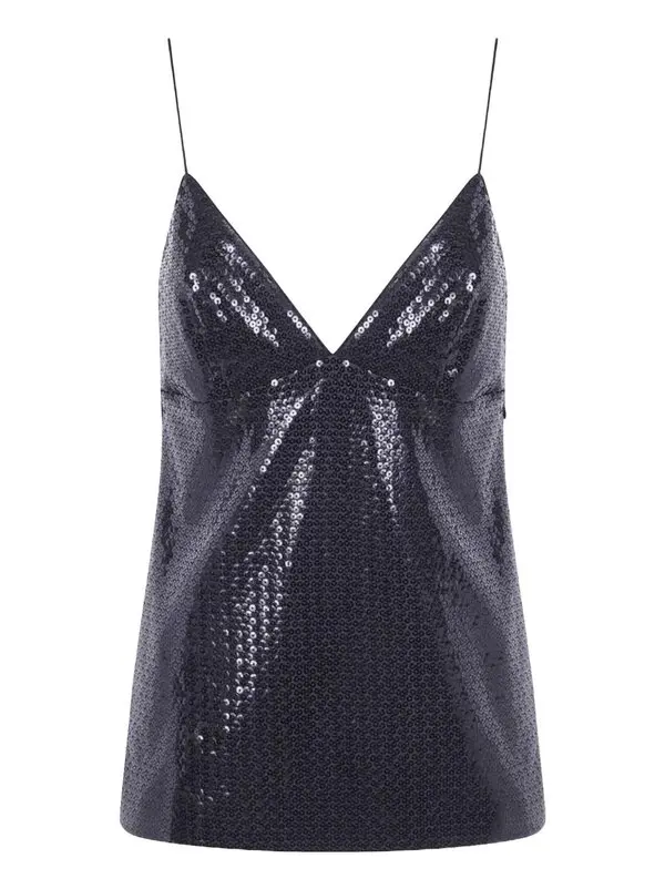 Alberta Ferretti Sequin V-neck Camisole - Black