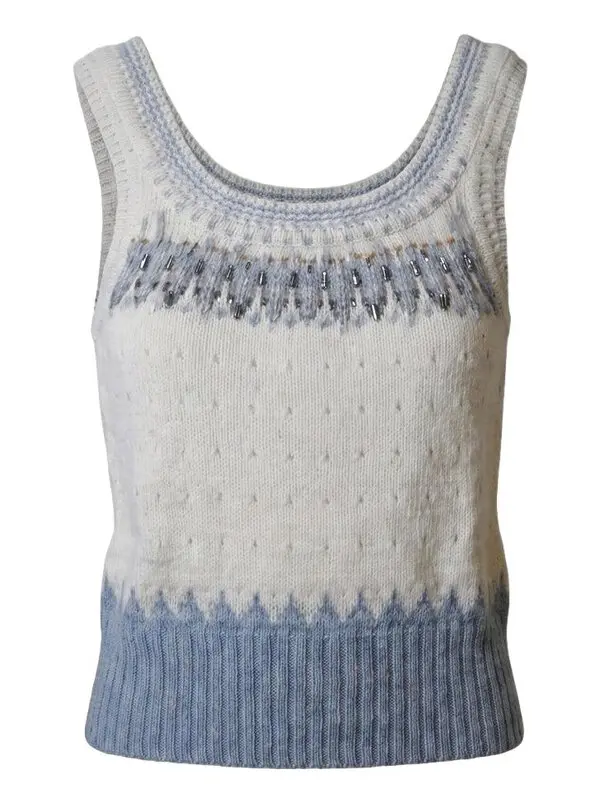 Ermanno Scervino Sleeveless Vest With Ribbed Details - Gray