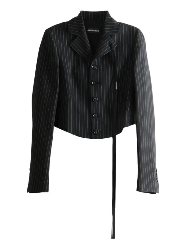 ANN DEMEULEMEESTER Cropped Pinstripe Blazer - Black