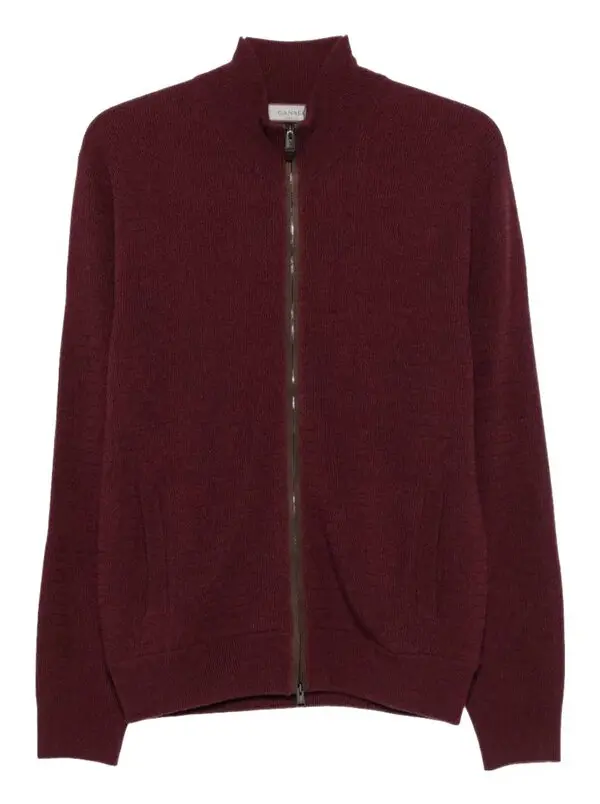 Canali Zip-up Ribbed-knit Sweater - Red