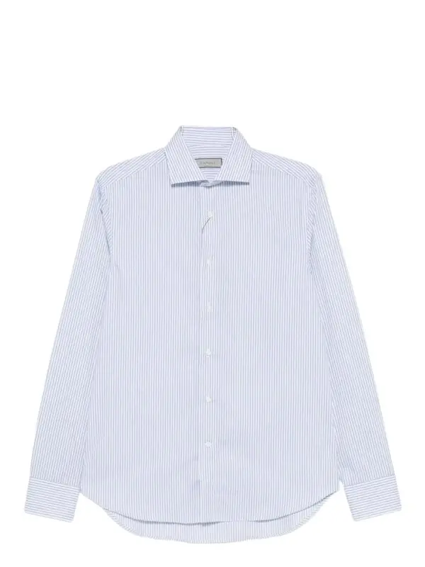 Canali Vertical-stripe Long-sleeve Shirt - Blue