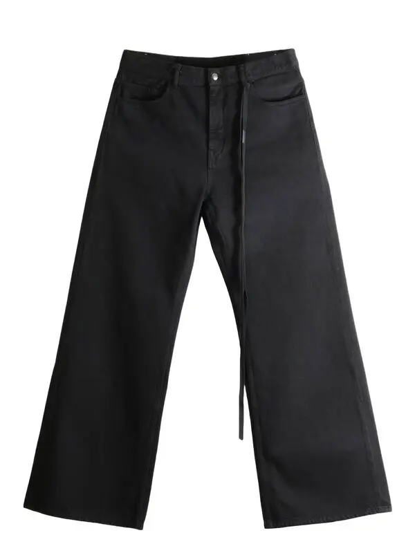 ANN DEMEULEMEESTER Relaxed Flared Trousers With Drawstring Embellishment - Black