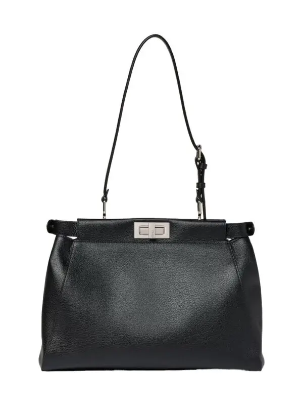 Fendi Medium Peekaboo Bag With Mirror Embellishment - Black