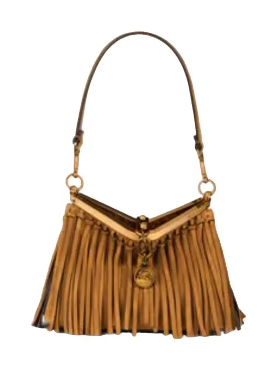 Etro Vela Fringed Small Shoulder Bag - Camel