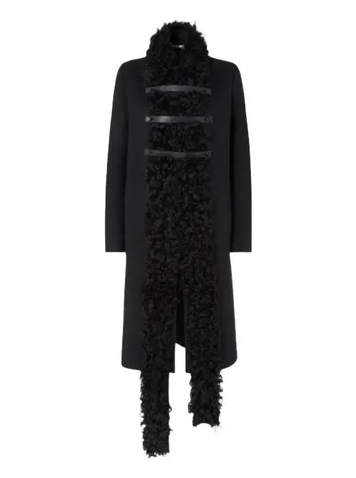 Fendi Wool And Shearling Coat - Black