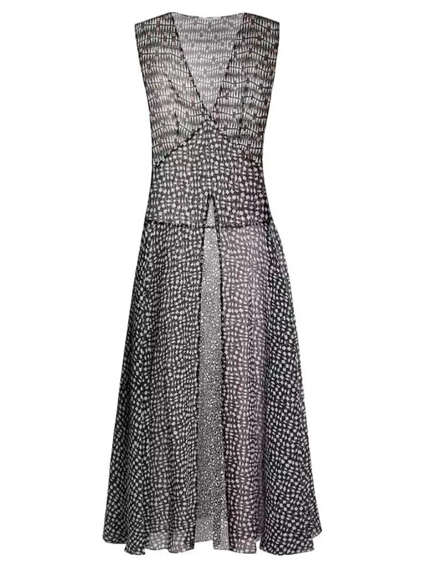 Fendi Sleeveless Printed Georgette Maxi Dress - Black