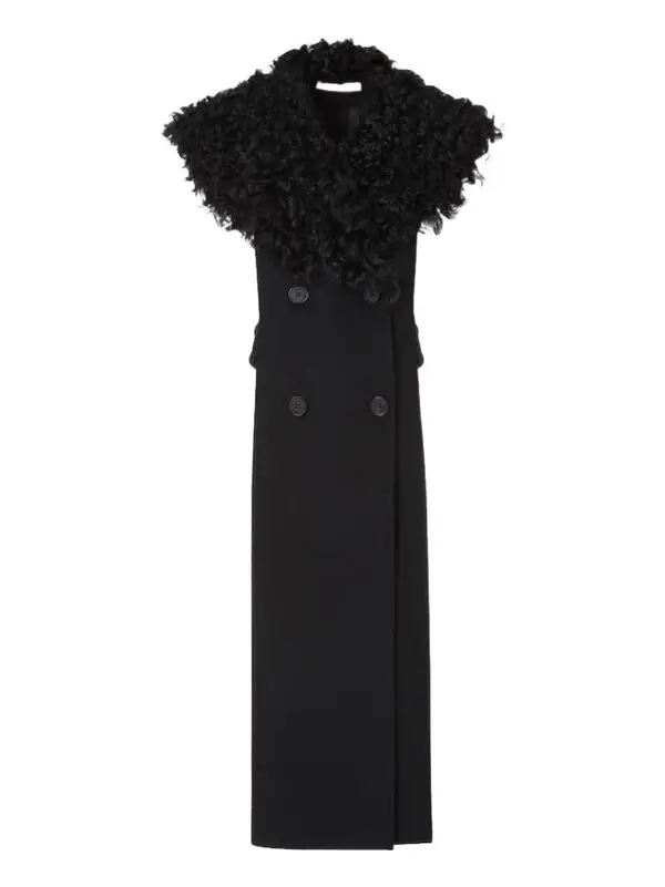 Fendi Tailored Double-breasted Shearling Gilet - Black