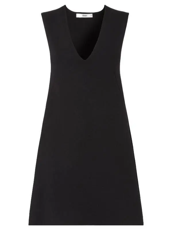 Fendi Wool Piqué Sleeveless Dress - Black