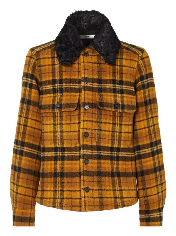 Fendi Blouson Check Wool Blouson - Yellow