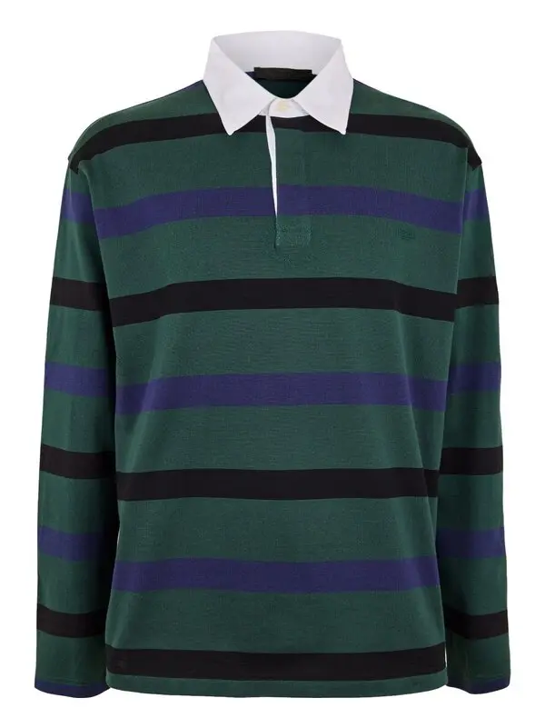 Prada Multicolourstripe Longsleeve Rugby Polo Shirt - Blue