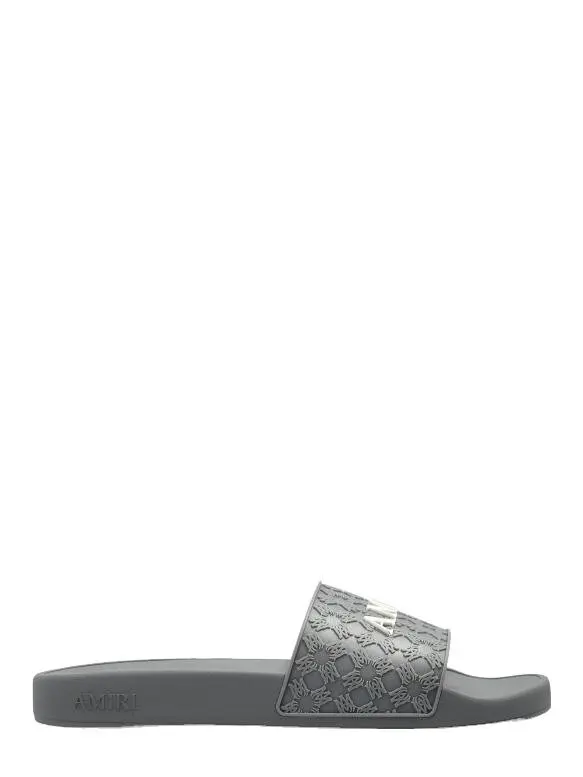 Amiri Logo Pool Slides - Grey