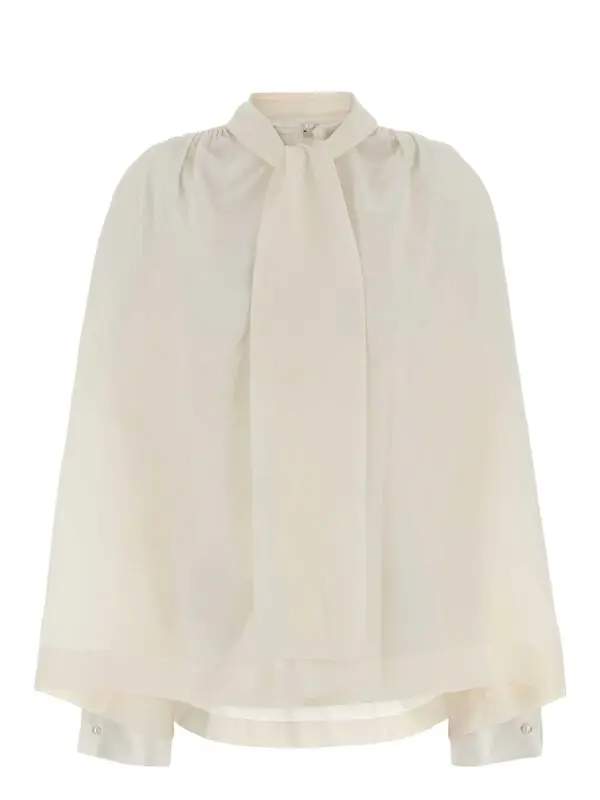 Carven Gathered Scarf Blouse - Light Ivory