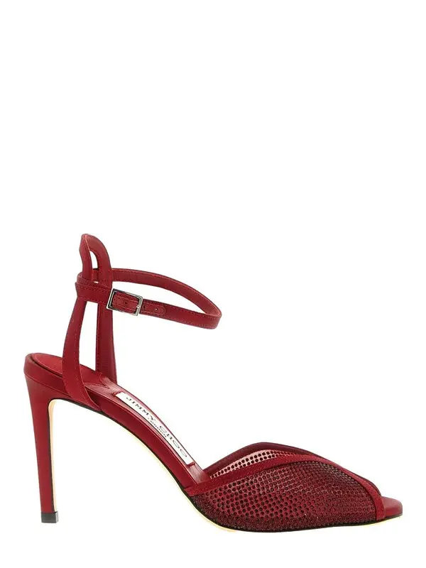 JIMMY CHOO Embellished Stiletto Heeled Sandals - Red