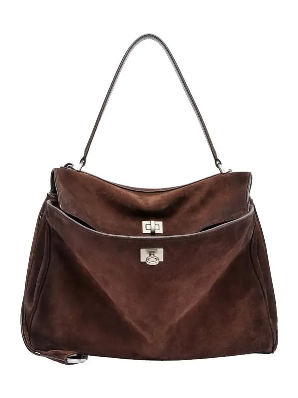 Balenciaga Medium Suede Shoulder Bag - Brown