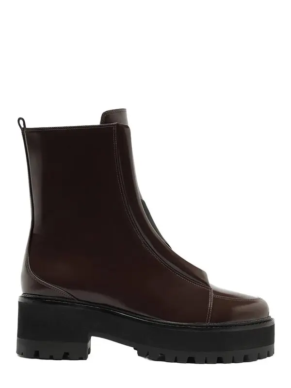 ALEXANDRE BIRMAN Joanna Leather Zip Up Ankle Boots - Dark Plum