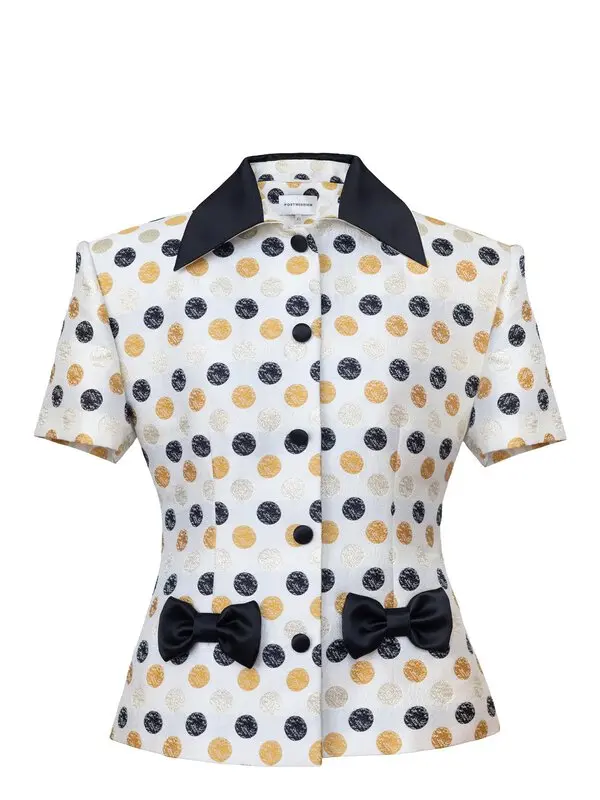 POST MERIDIEM Polka Dot Bow Detailed Jacket - Black