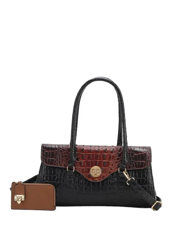 MKF COLLECTION - J'OMOR Mkf Collection J'omor Liviana Croc-embossed Shoulder Bag - Brown