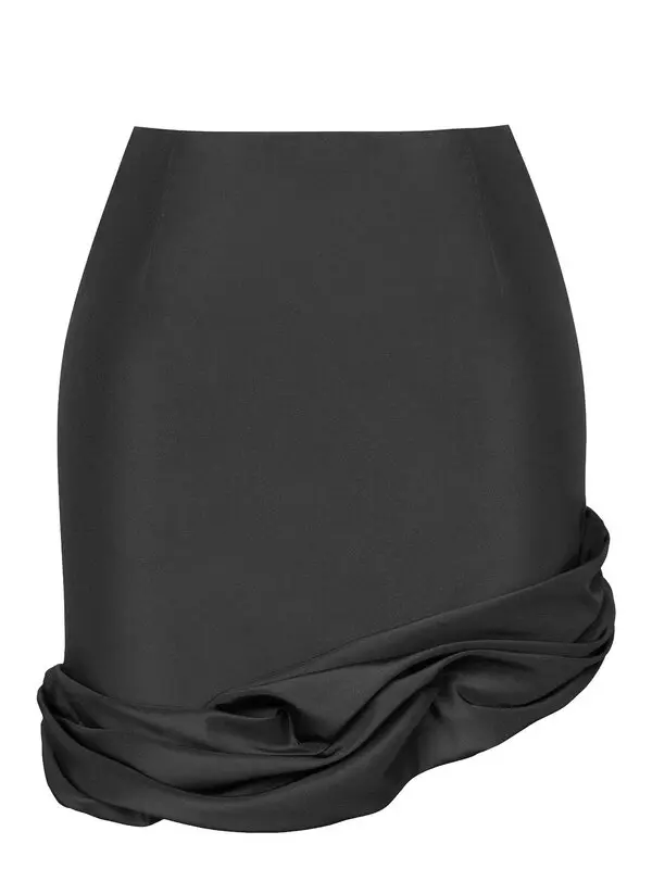 POST MERIDIEM Asymmetrical Mini Skirt With Wave Detail - Black