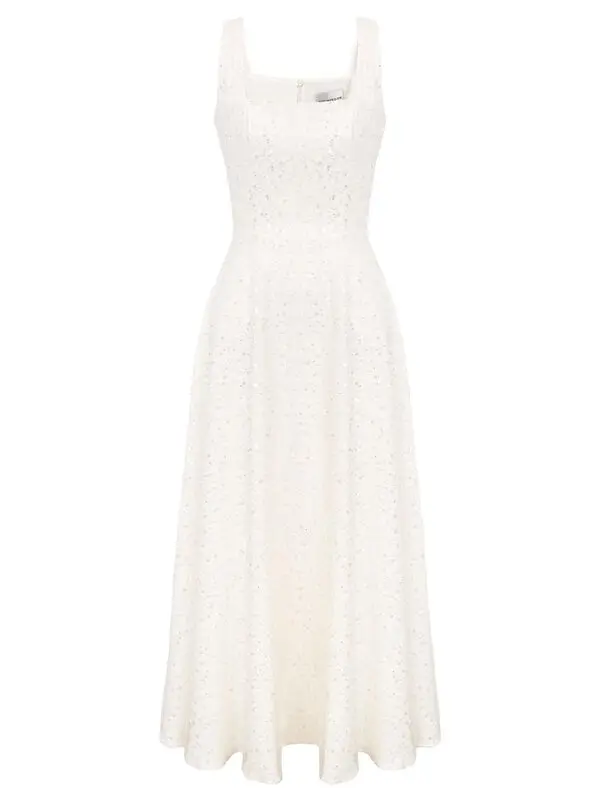POST MERIDIEM Midi Dress With Sequins And Beads - White