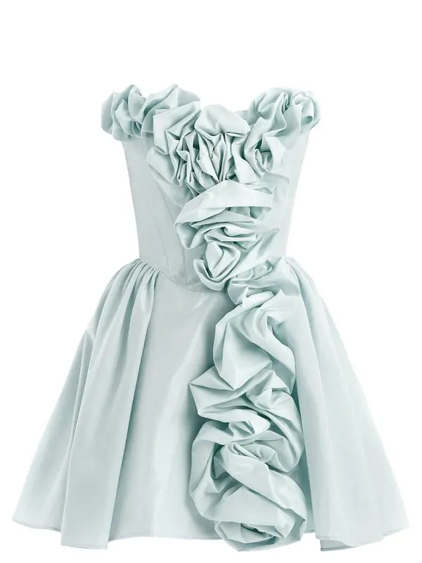 POST MERIDIEM Mini Dress With Corset And Gathering - Blue